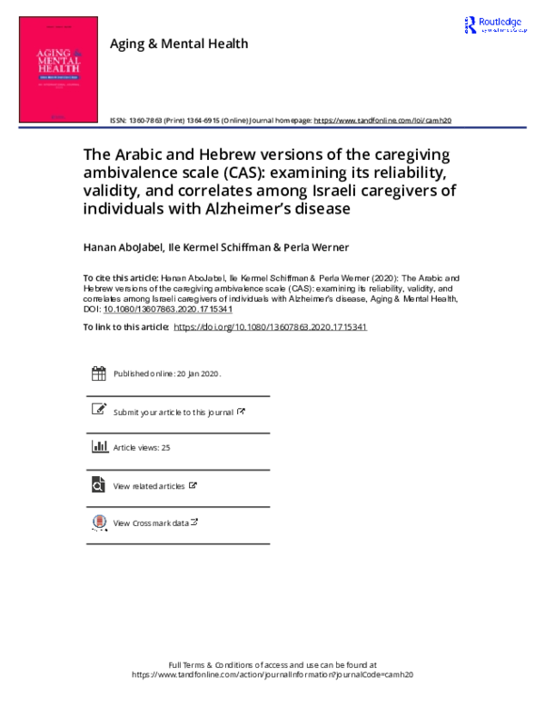 (PDF) The Arabic and Hebrew versions of the caregiving ambivalence ...