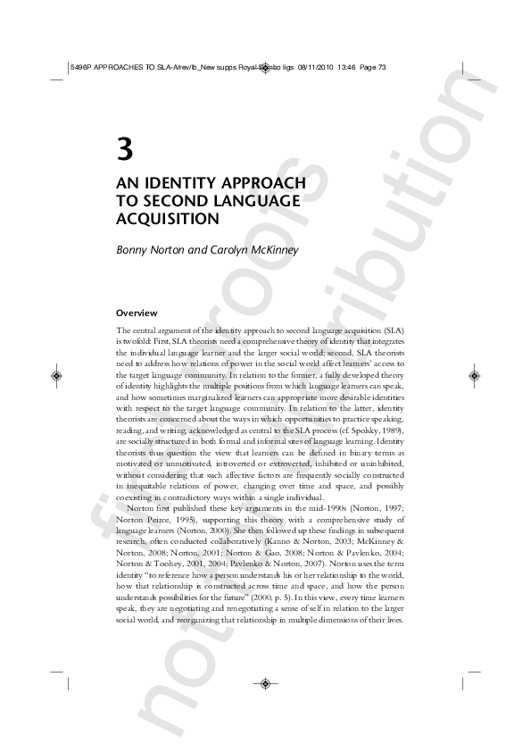 (PDF) 3 an Identity Approach to Second Language Acquisition