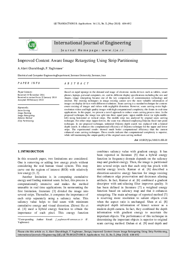 (PDF) Improved Content Aware Image Retargeting Using Strip Partitioning
