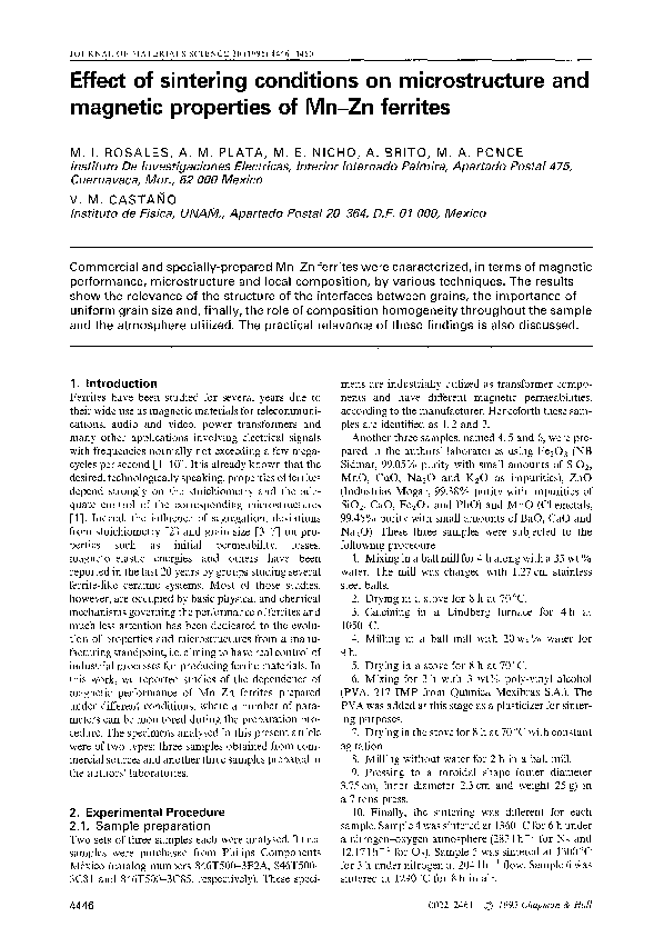 Pdf Effect Of Sintering Conditions On Microstructure And Magnetic