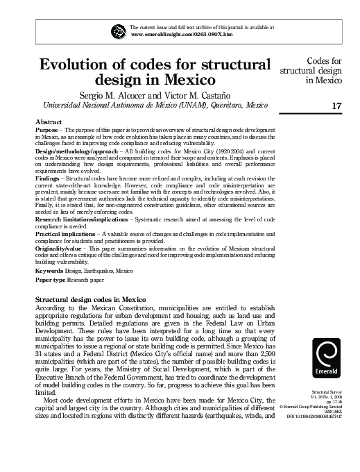 (PDF) Evolution of codes for structural design in Mexico
