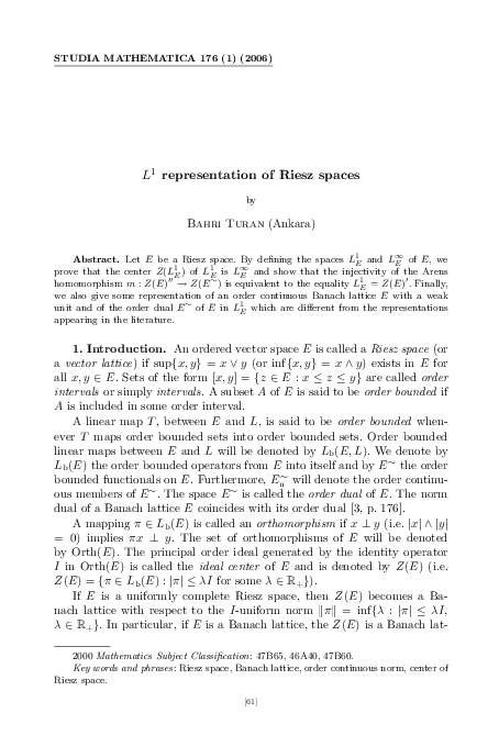 (PDF) L 1 representation of Riesz spaces
