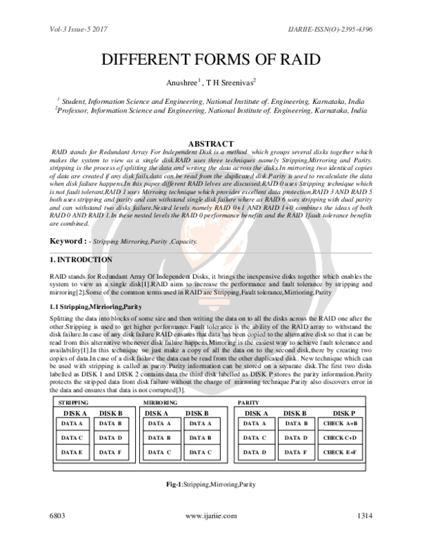 (PDF) Different Forms of RAID | Dr T H Sreenivas - Academia.edu