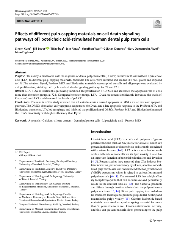 (PDF) Effects of different pulp-capping materials on cell death ...