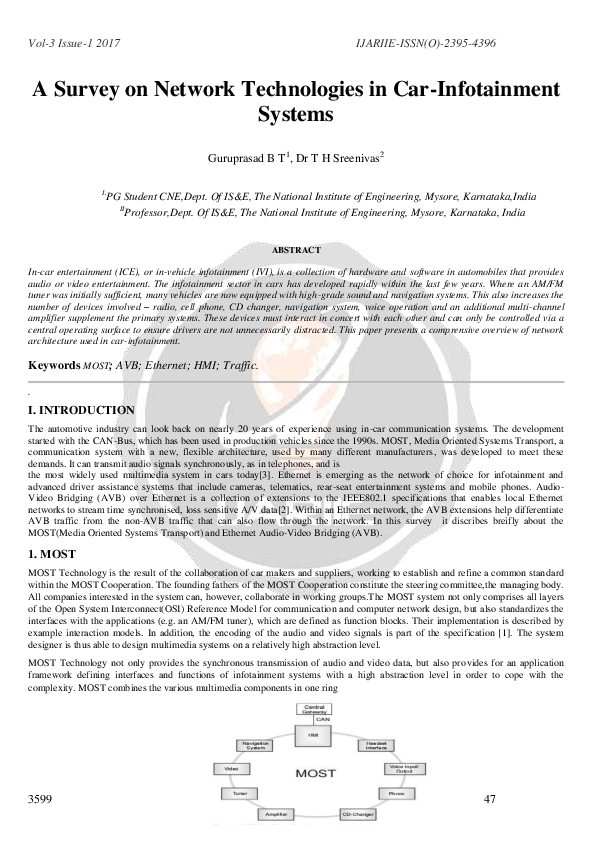 (PDF) A Survey on Network Technologies in Car-Infotainment Systems
