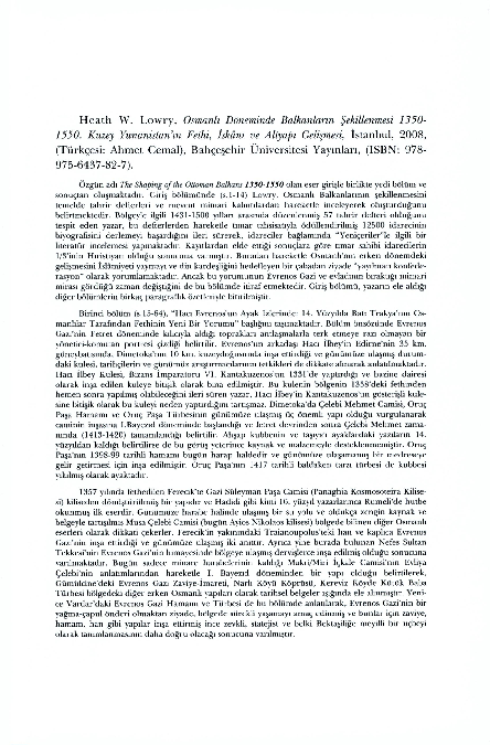 (PDF) Heath W. Lowry, Osmanlı Döneminde Balkanların Şekillenmesi 1350 ...