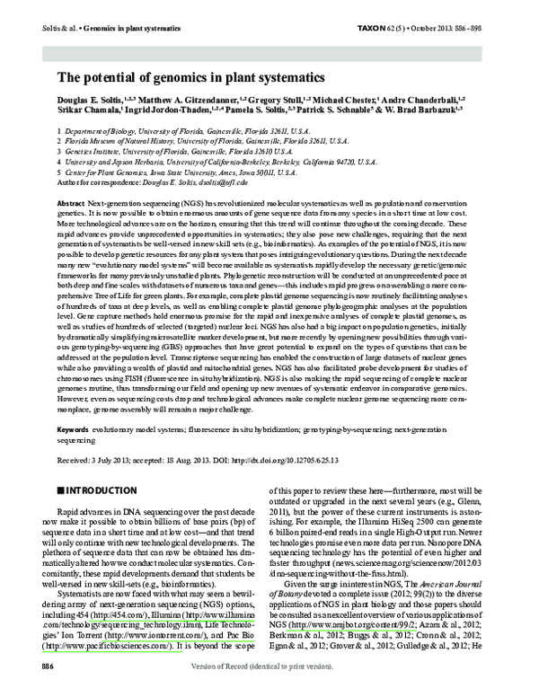 (PDF) The potential of genomics in plant systematics