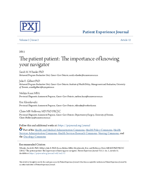(PDF) The patient patient: The importance of knowing your navigator