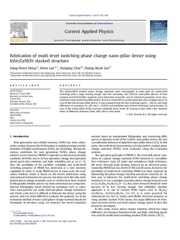 (PDF) Fabrication of multi-level switching phase change nano-pillar ...