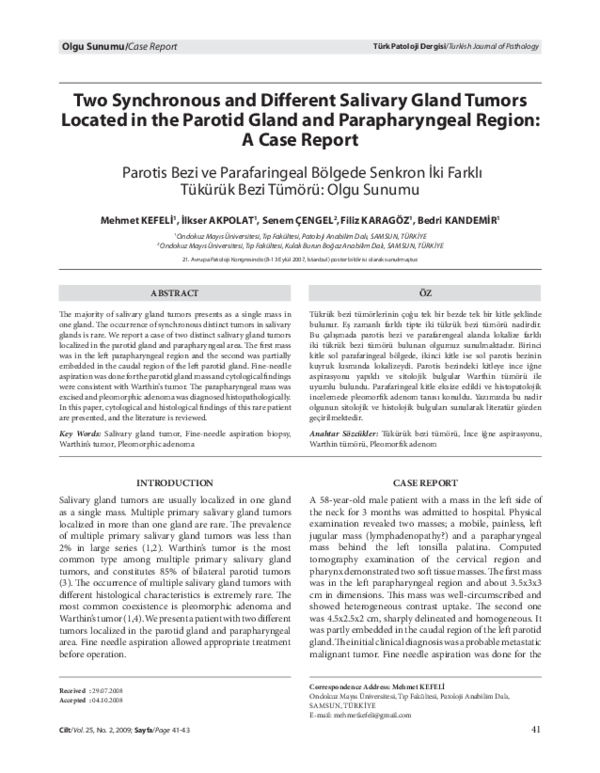 (PDF) Two synchronous and different salivary gland tumors located in ...
