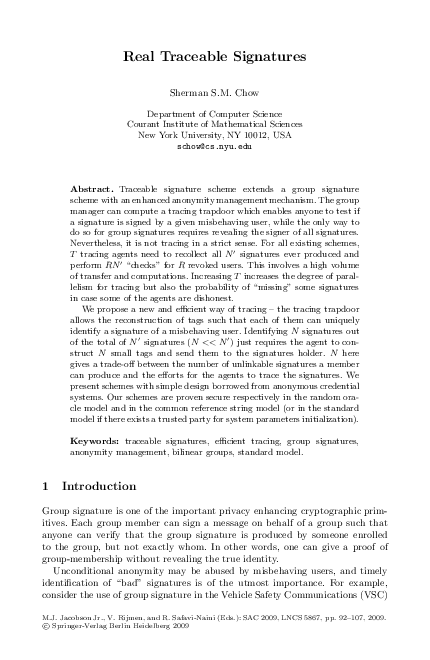 (PDF) Real Traceable Signatures
