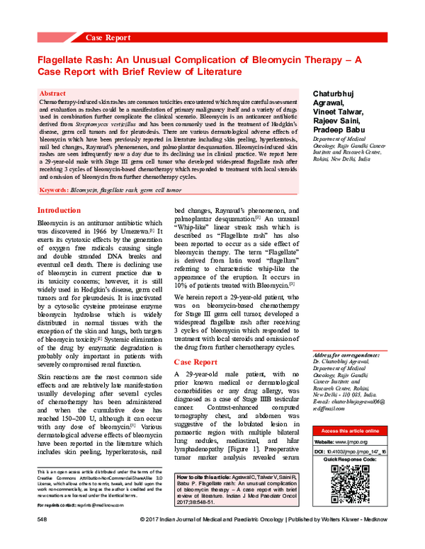 (PDF) Flagellate Rash: An Unusual Complication of Bleomycin Therapy - A ...