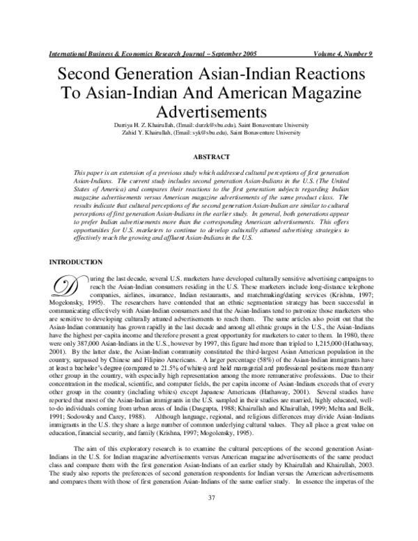 (PDF) Second Generation Asian-Indian Reactions To Asian-Indian And ...