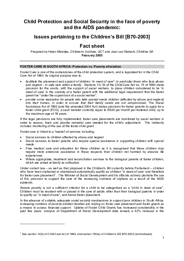 (PDF) Child protection and social security in the face of poverty and ...
