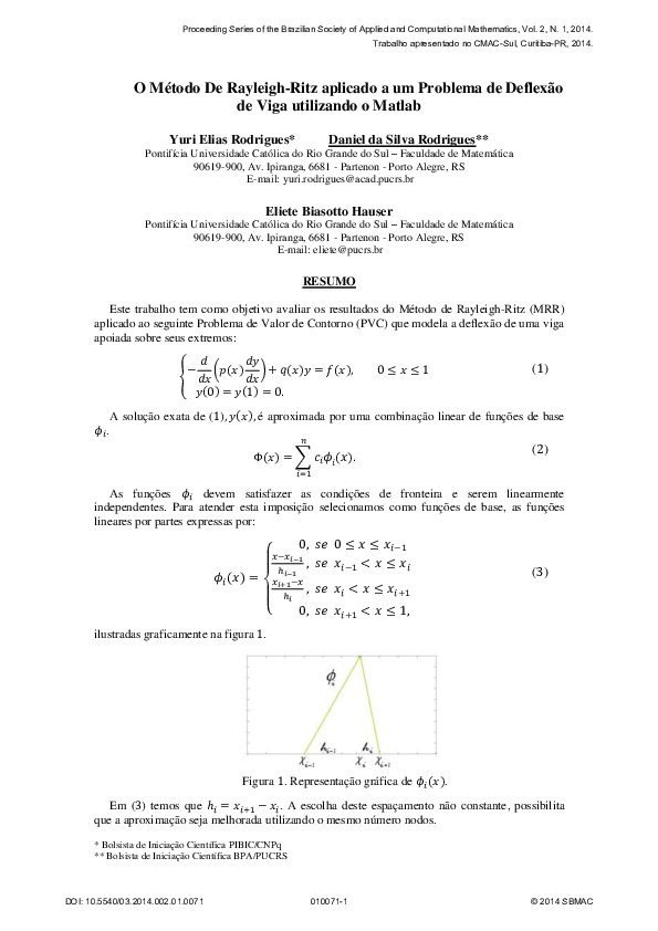 (PDF) O Método De Rayleigh-Ritz aplicado a um Problema de Deflexão de ...