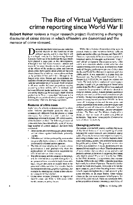 (PDF) The Rise of Virtual Vigilantism: crime reporting since World War II