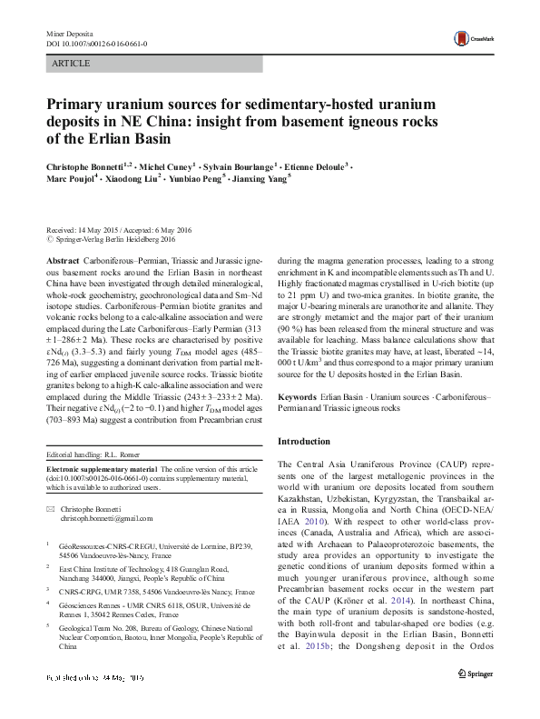 (PDF) Primary uranium sources for sedimentary-hosted uranium deposits ...