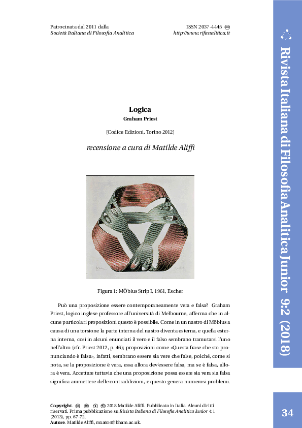 (PDF) Recensione: "Logica" di Graham Priest