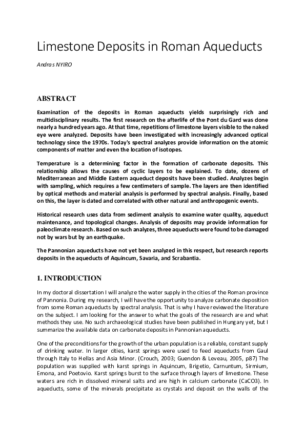 (PDF) Limestone Deposits in Roman Aqueducts