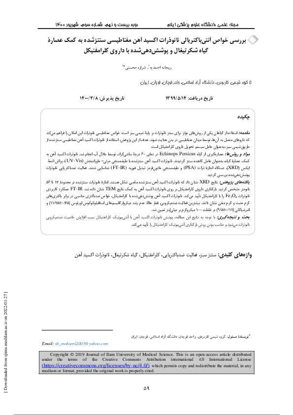 (PDF) Evaluation of Antibacterial Properties of Magnetic Iron Oxide Nanoparticles Synthesized ...