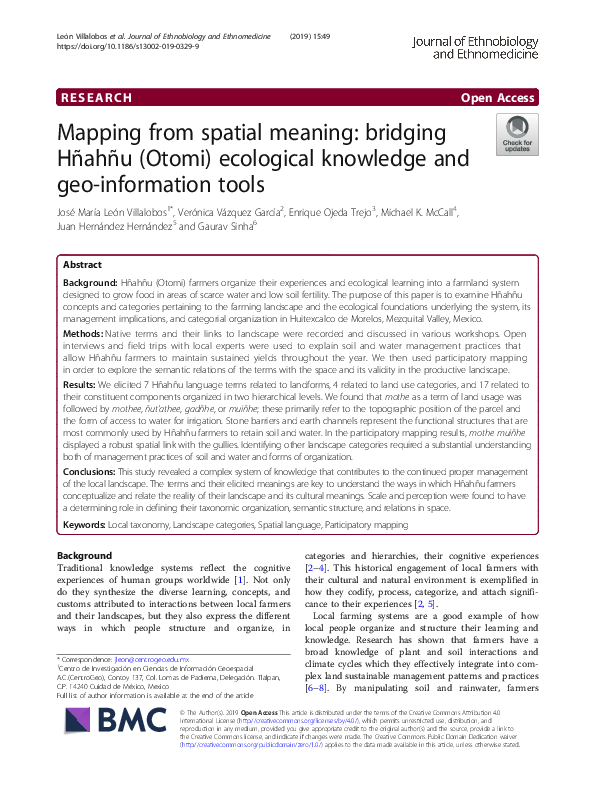 (PDF) Mapping from spatial meaning: bridging Hñahñu (Otomi) ecological ...