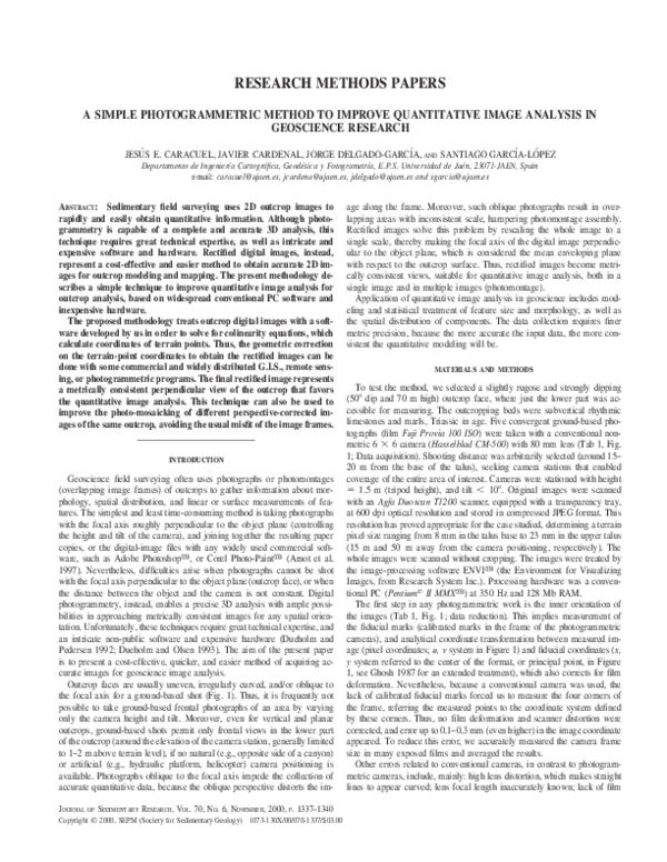 (PDF) A Simple Photogrammetric Method to Improve Quantitative Image ...