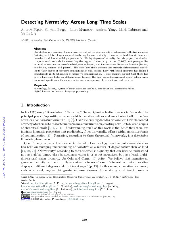(PDF) Detecting Narrativity Across Long Time Scales