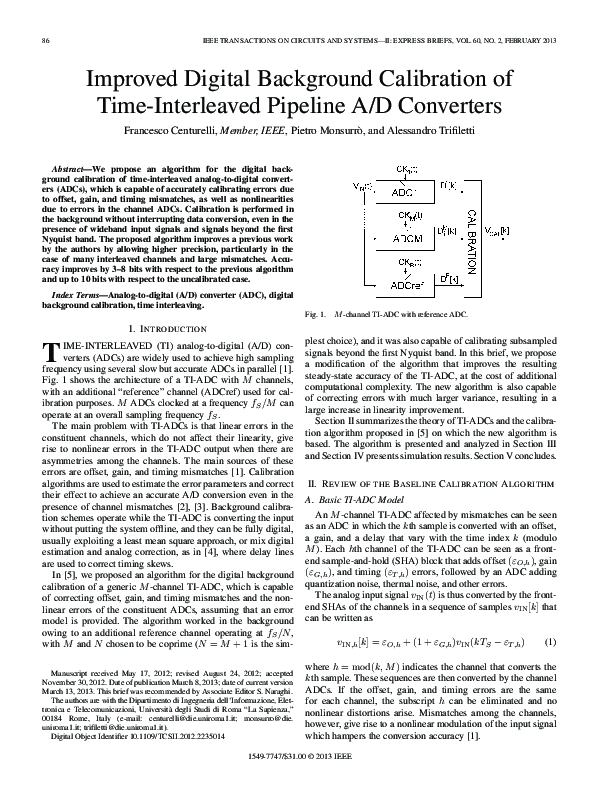 (PDF) Enhanced Digital Calibration for Time-Interleaved A/D Converters
