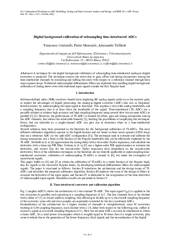 (PDF) Digital background calibration of subsampling time-interleaved ADCs
