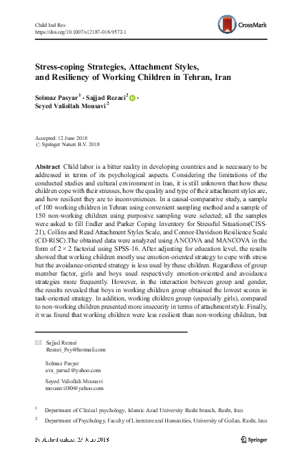 (PDF) Stress-coping Strategies, Attachment Styles, and Resiliency of ...