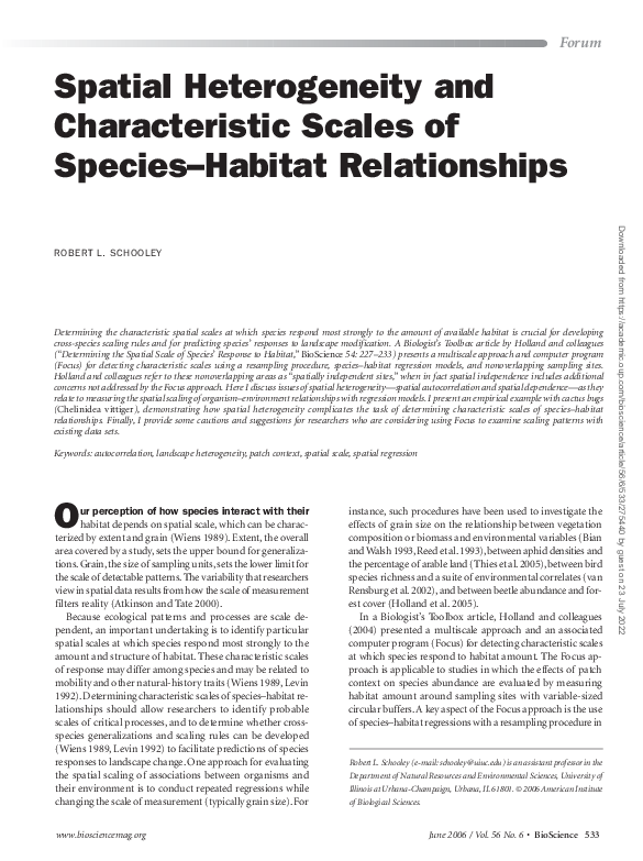 (PDF) Spatial Heterogeneity and Characteristic Scales of Species ...