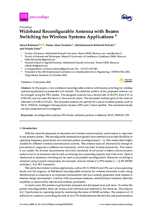 (PDF) Wideband Reconfigurable Antenna with Beams Switching for Wireless ...