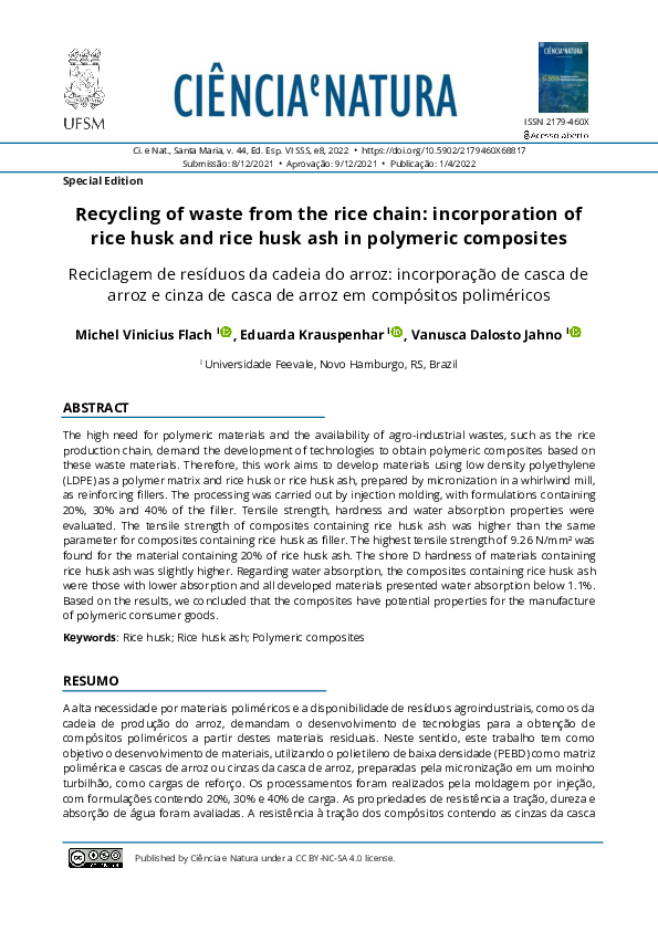 (PDF) Recycling of waste from the rice chain: incorporation of rice ...