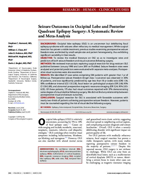 (PDF) Seizure Outcomes in Occipital Lobe and Posterior Quadrant ...