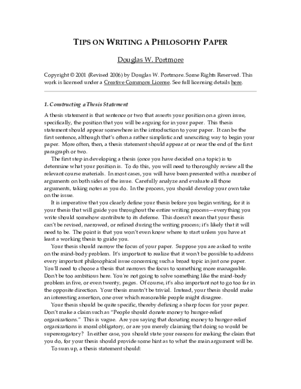 (PDF) Tips on Writing a Philosophy Paper