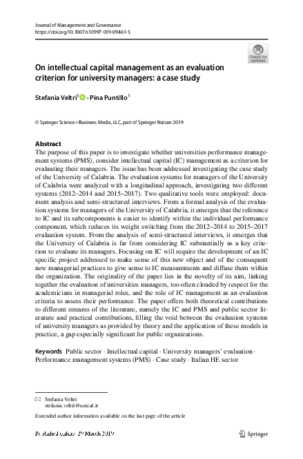 (PDF) On intellectual capital management as an evaluation criterion for university managers: a ...