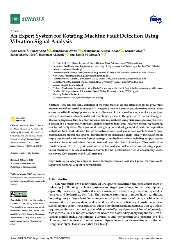 Pdf An Expert System For Rotating Machine Fault Detection Using