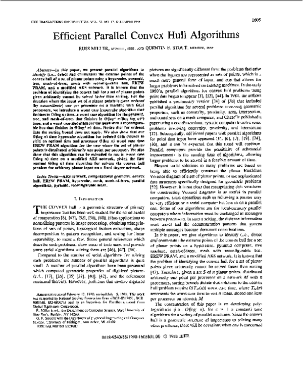 (PDF) Efficient parallel convex hull algorithms