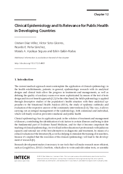 (PDF) Clinical Epidemiology and Its Relevance for Public Health in ...