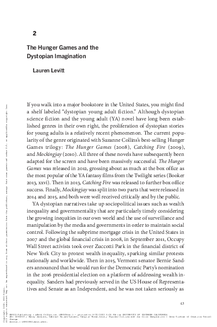 (PDF) The Hunger Games and the Dystopian Imagination