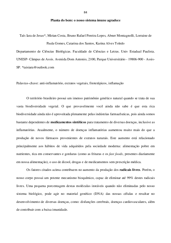 (PDF) Planta do bem: o nosso sistema imune agradece