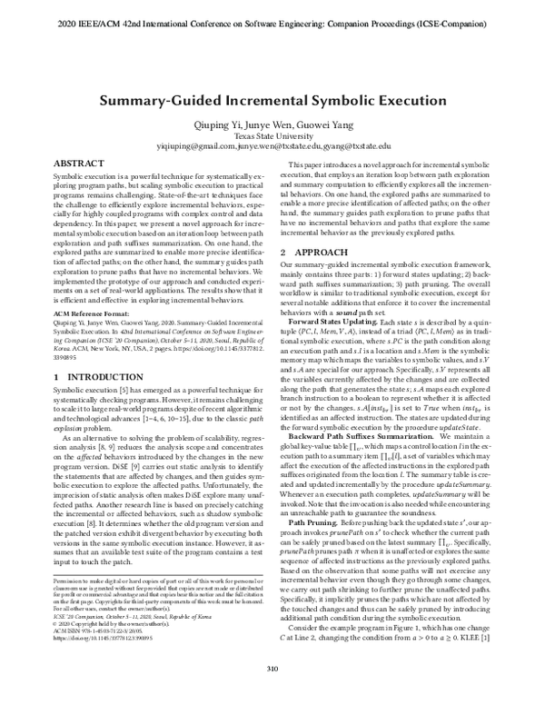 Pdf Summary Guided Incremental Symbolic Execution