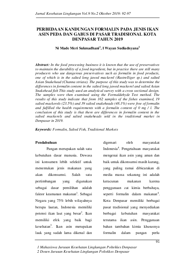 (PDF) Perbedaan Kandungan Formalin Pada Jenis Ikan Asin Peda Dan Gabus ...