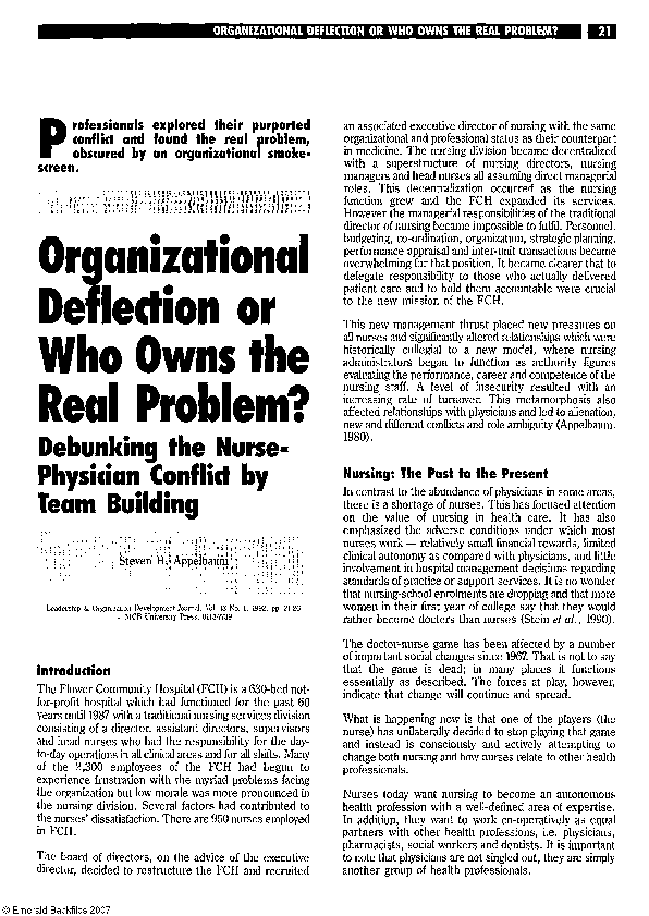 (PDF) Organizational Deflection or Who Owns the Real Problem? Debunking ...