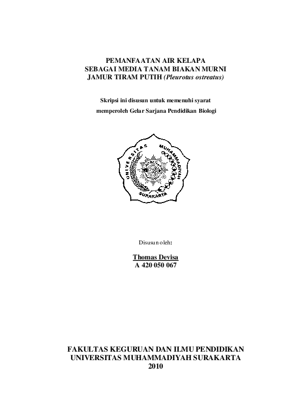 (PDF) PEMANFAATAN AIR KELAPA SEBAGAI MEDIA TANAM BIAKAN MURNI JAMUR ...