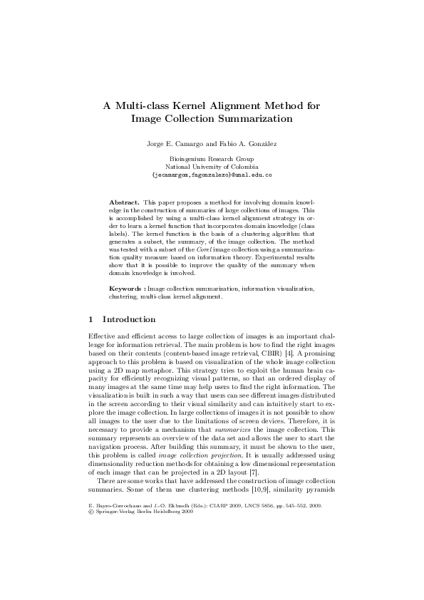 (PDF) A multi-class kernel alignment method for image collection summarization
