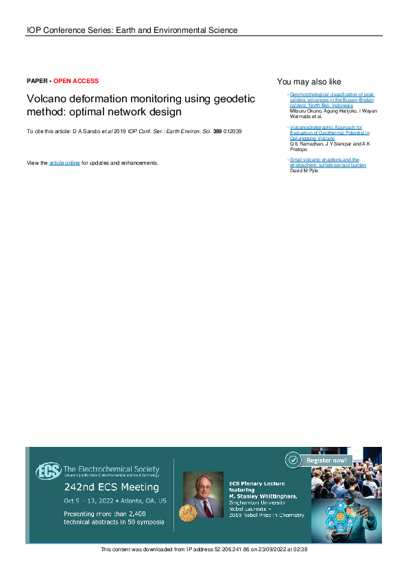 (PDF) Volcano deformation monitoring using geodetic method: optimal ...