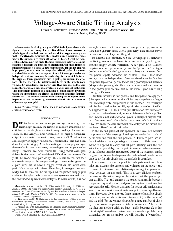 (PDF) Voltage-Aware Static Timing Analysis