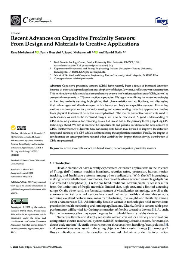 (PDF) Recent Advances on Capacitive Proximity Sensors: From Design and Materials to Creative ...