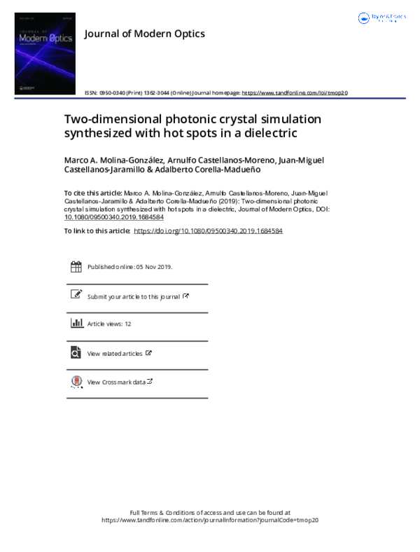 (PDF) Two-dimensional photonic crystal simulation synthesized with hot spots in a dielectric